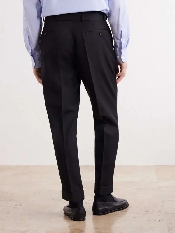 Officine Générale Hugo Tapered Pleated Belted Virgin Wool Trousers