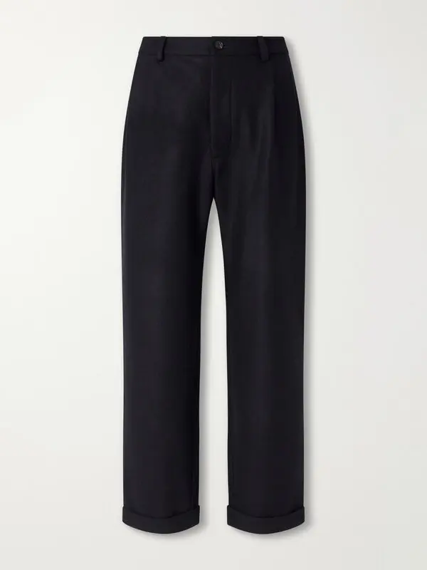 GHIAIA Straight-leg Pleated Wool-flannel Trousers