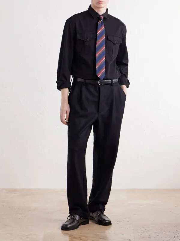GHIAIA Straight-leg Pleated Wool-flannel Trousers