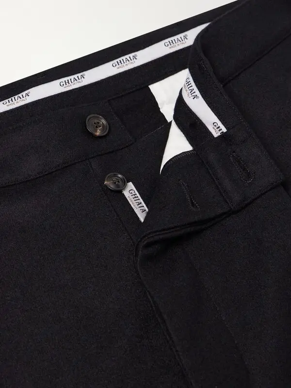GHIAIA Straight-leg Pleated Wool-flannel Trousers