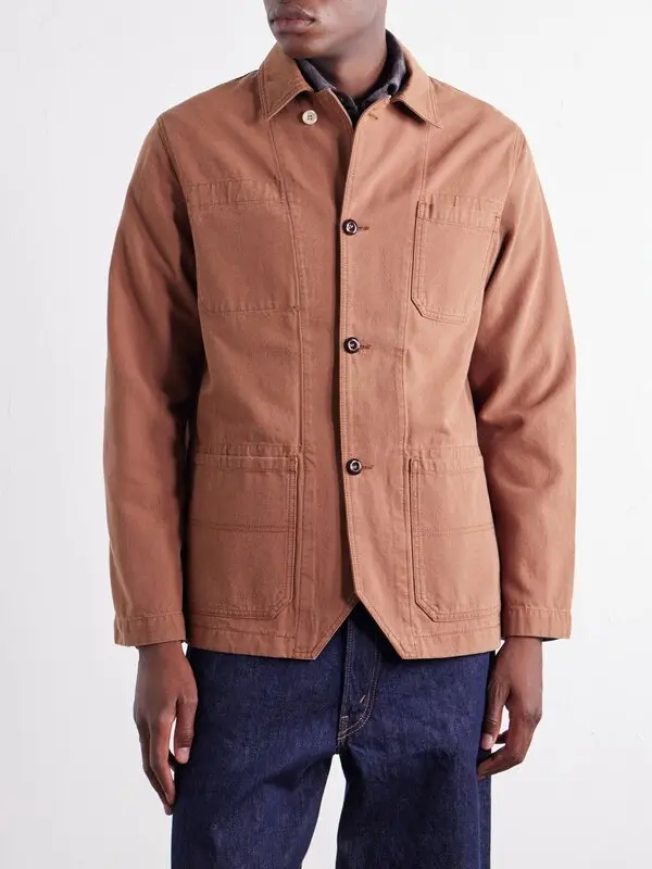 DRAKE'S Cotton-canvas Overshirt - Brown