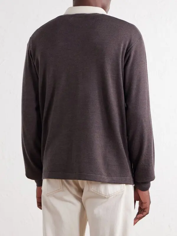 DRAKE'S Merino Wool-jersey Polo Shirt - Brown