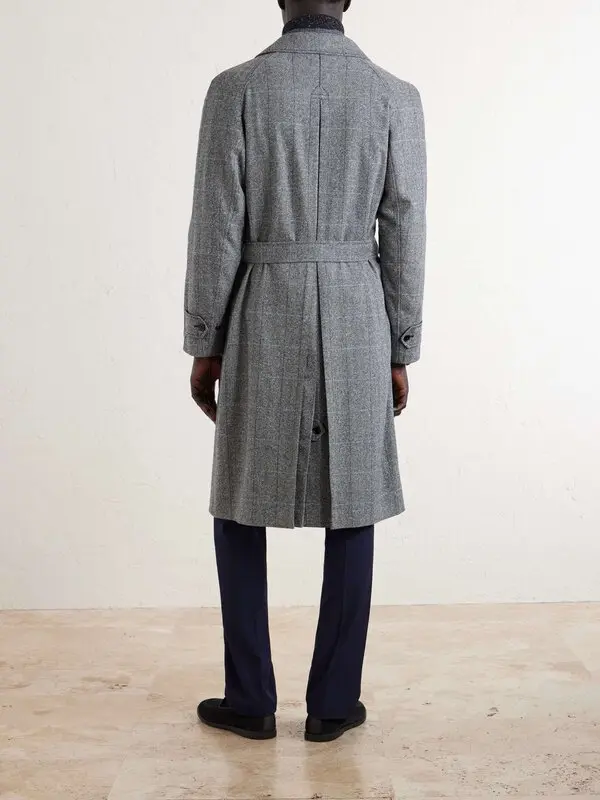 Dunhill Belted Herringbone Wool Trench Coat