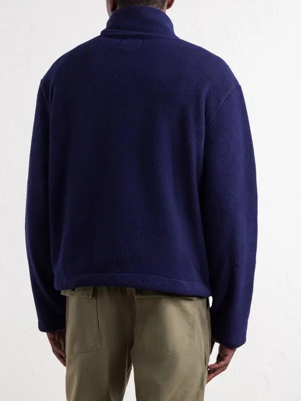 DRAKE'S Shell-trimmed Fleece Half-zip Jacket - Blue