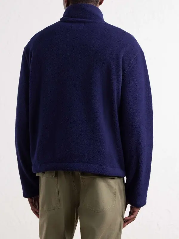 DRAKE'S Shell-trimmed Fleece Half-zip Jacket