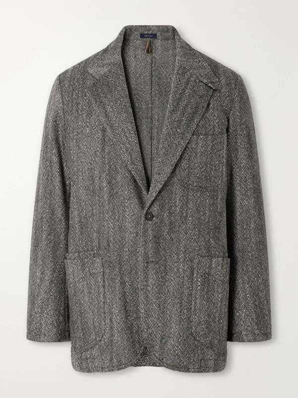 DRAKE'S Western Games Mélange Virgin Wool-tweed Blazer