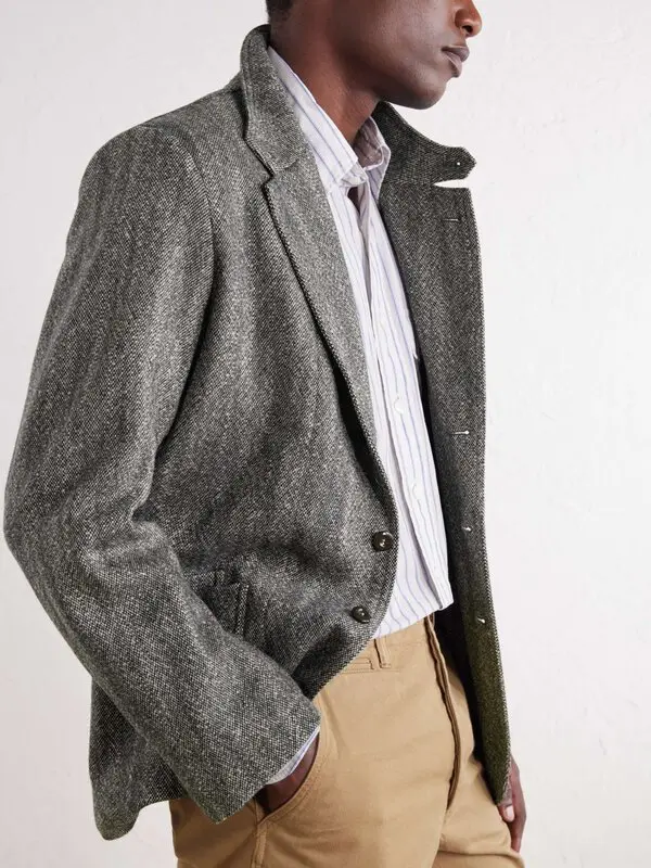 DRAKE'S Western Games Mélange Virgin Wool-tweed Blazer