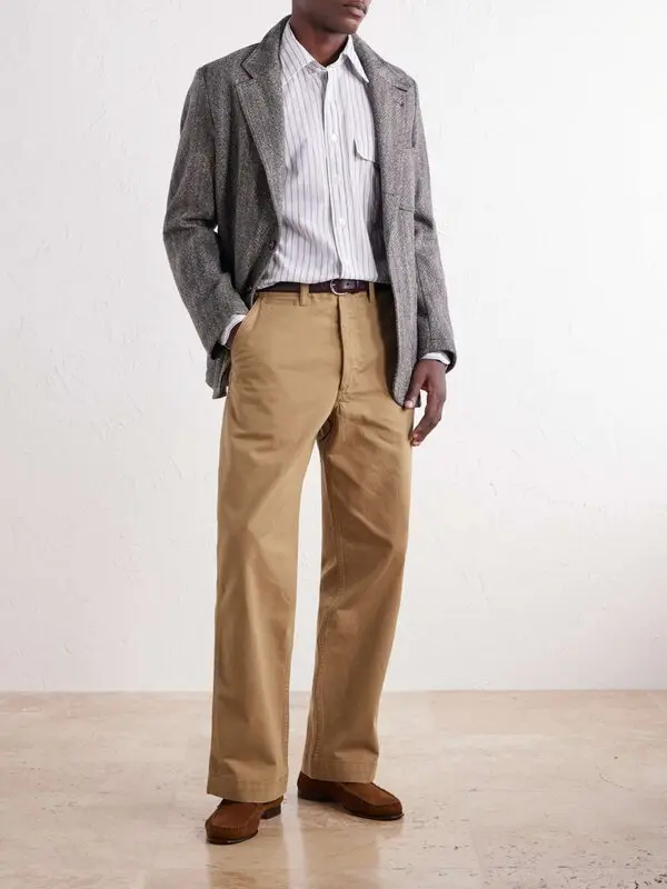 DRAKE'S Officer Chino Wide-leg Cotton-twill Trousers