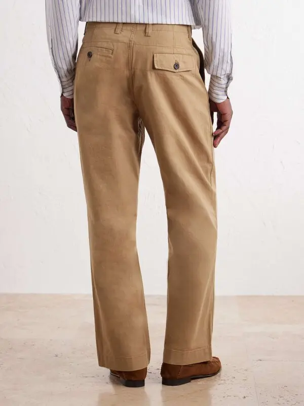 DRAKE'S Officer Chino Wide-leg Cotton-twill Trousers