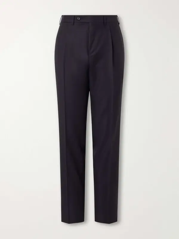 Canali Tapered Pleated Wool-twill Trousers