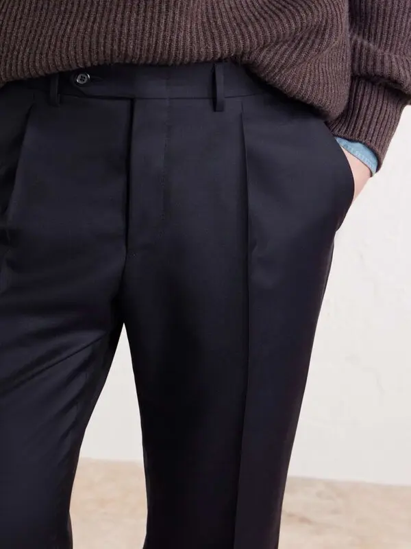 Canali Tapered Pleated Wool-twill Trousers