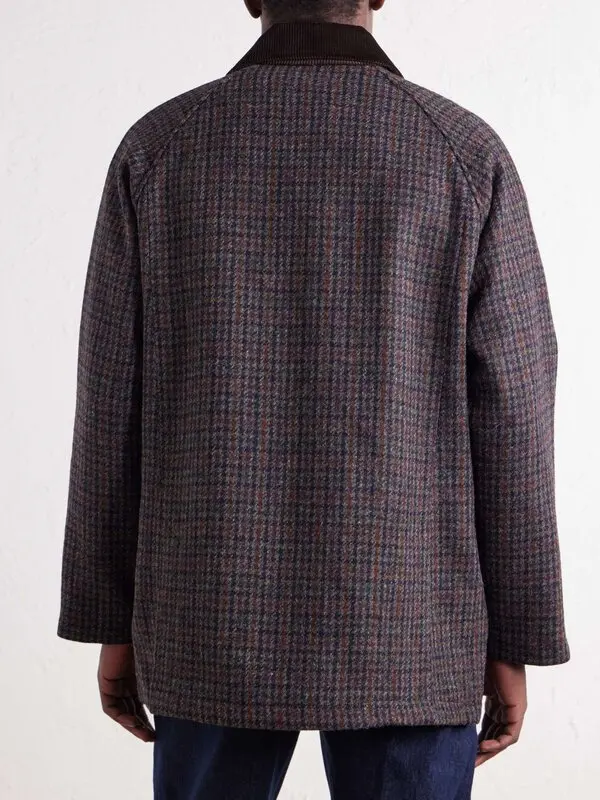 De Bonne Facture Checked Corduroy-trimmed Wool-tweed Jacket