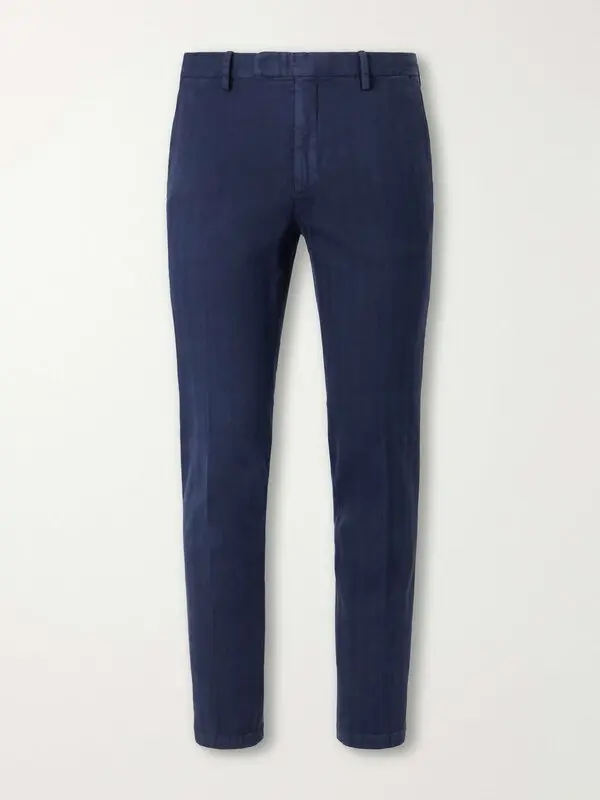 Boglioli Straight-leg Herringbone Cotton-blend Suit Trousers