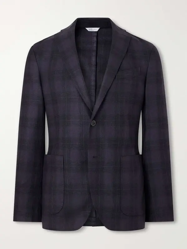 Boglioli Prince Of Wales Wool And Nylon-blend Blazer