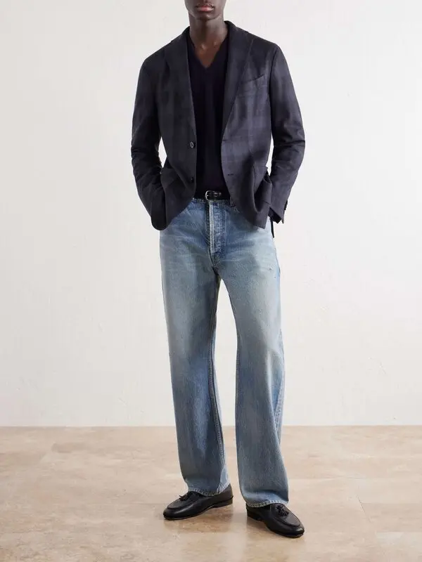 Boglioli Prince Of Wales Wool And Nylon-blend Blazer