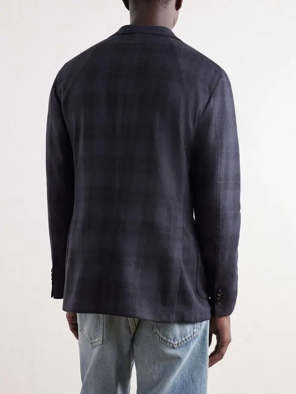 Boglioli Prince Of Wales Wool And Nylon-blend Blazer
