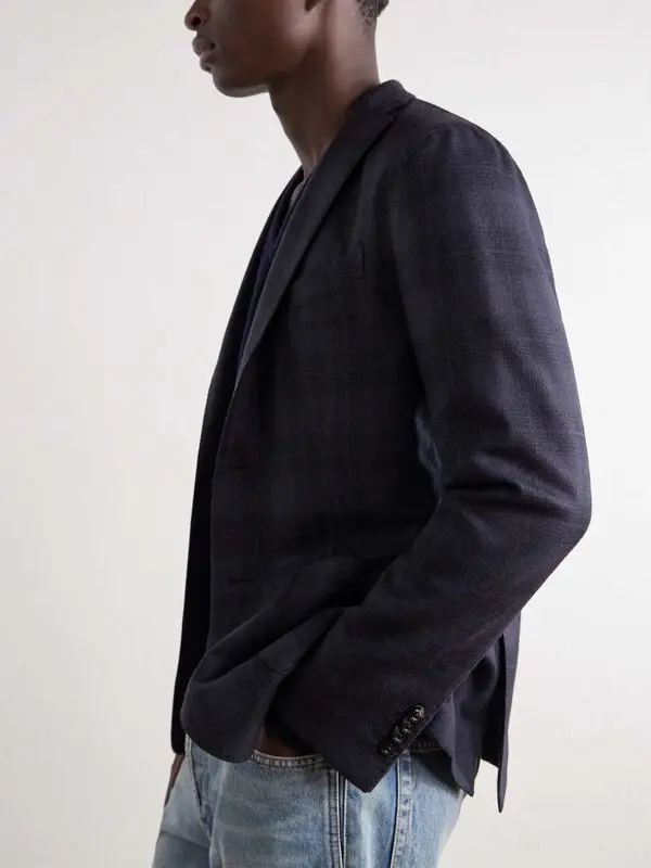Boglioli Prince Of Wales Wool And Nylon-blend Blazer
