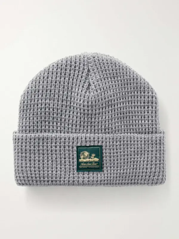 Aimé Leon Dore Logo-appliquéd Waffle-knit Beanie