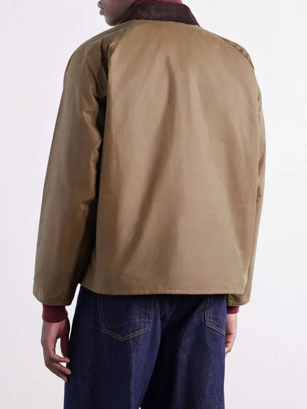 Barbour Transport Corduroy-trimmed Waxed-cotton Blouson Jacket