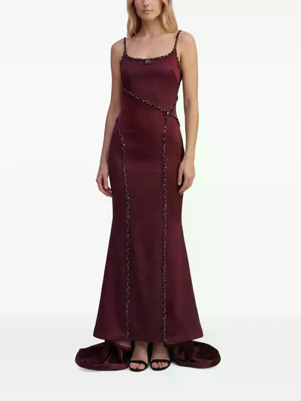 MARCO GABRIELLI ATELIER Beaded-trim Maxi Evening Dress