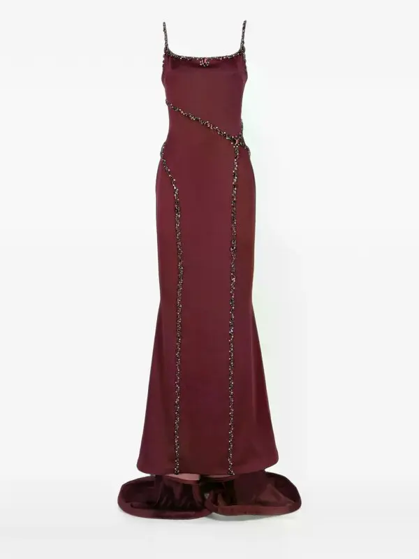 MARCO GABRIELLI ATELIER Beaded-trim Maxi Evening Dress