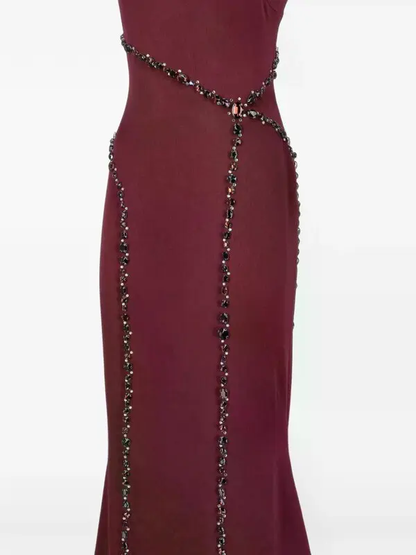 MARCO GABRIELLI ATELIER Beaded-trim Maxi Evening Dress