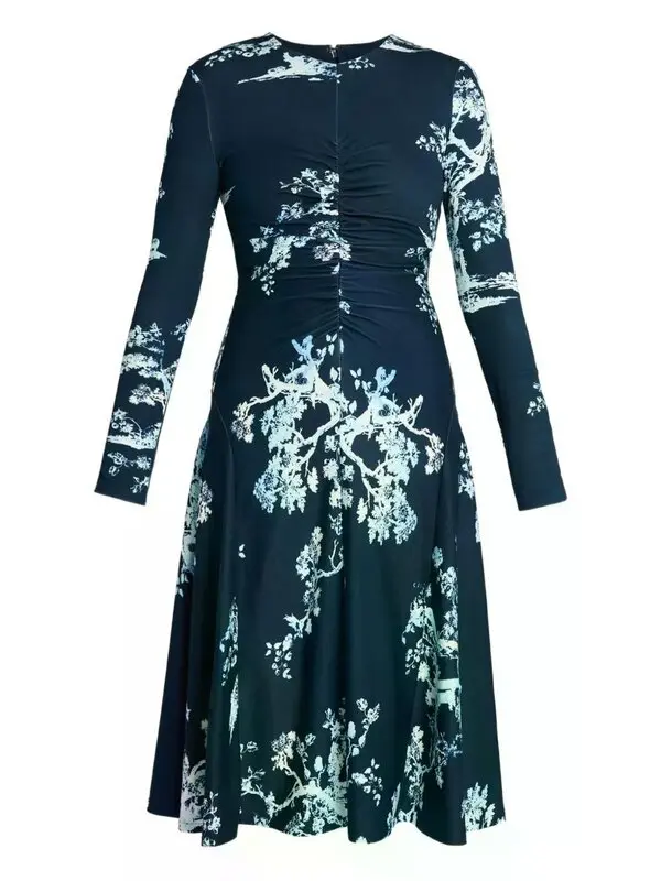 Erdem Long-sleeve Draped Midi Dress - Blue