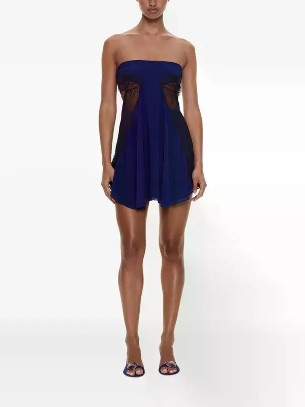 Christopher Esber Aira Strapless Lace-trim Mini Dress - Blue