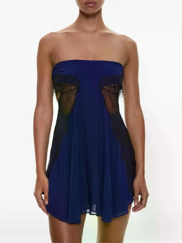 Christopher Esber Aira Strapless Lace-trim Mini Dress - Blue