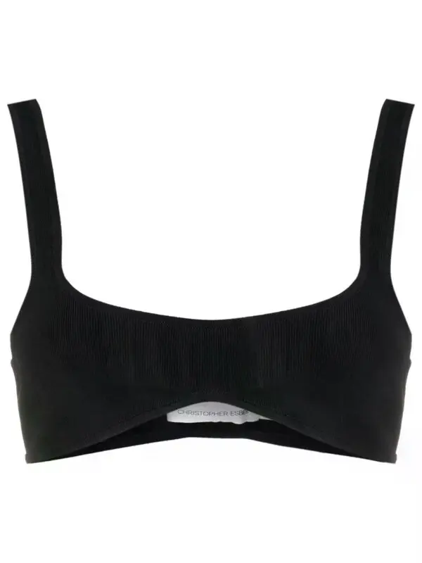 Christopher Esber Minuscule Ribbed Bralette Top - Black