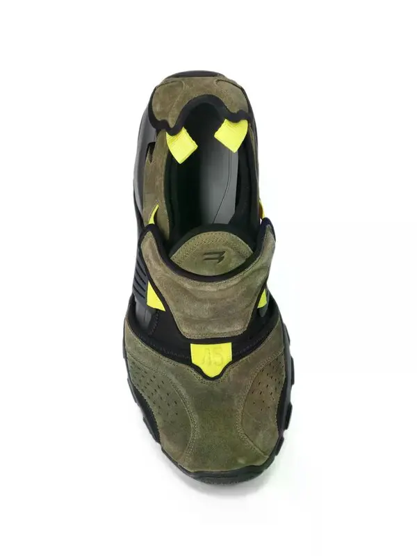 Balenciaga Hike Sandals Sneakers In Taupe/black/neon Yellow - Green