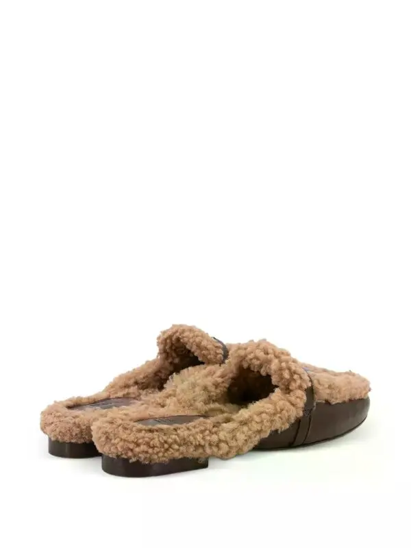 TORAL SHOES Shearling-trim Leather Mules