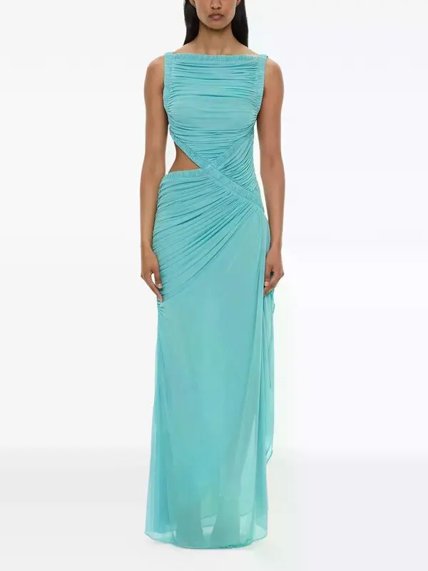 Christopher Esber Theia Squared Ruched-detail Long Dress - Blue