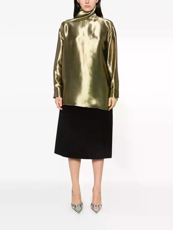 FERRAGAMO High-neck Panelled Midi Dress