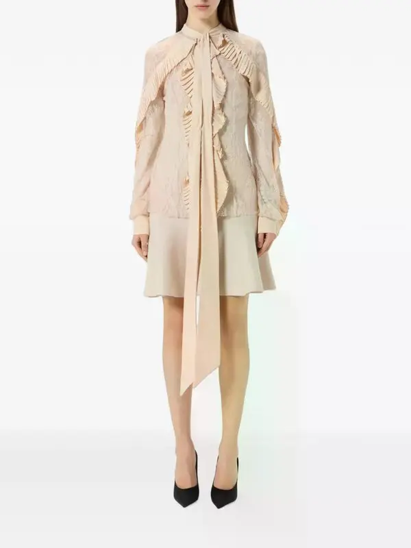 Blumarine Floral-lace Pleated-flounce Shirt