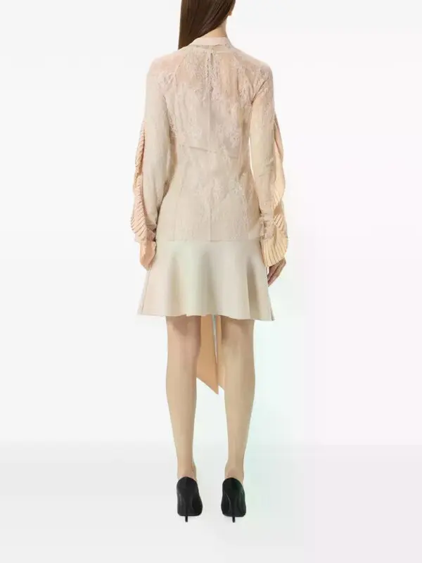 Blumarine Floral-lace Pleated-flounce Shirt