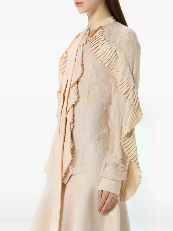 Blumarine Floral-lace Pleated-flounce Shirt