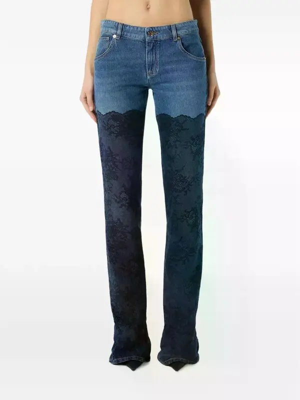 Blumarine Trompe-l'œil Lace-print Jeans