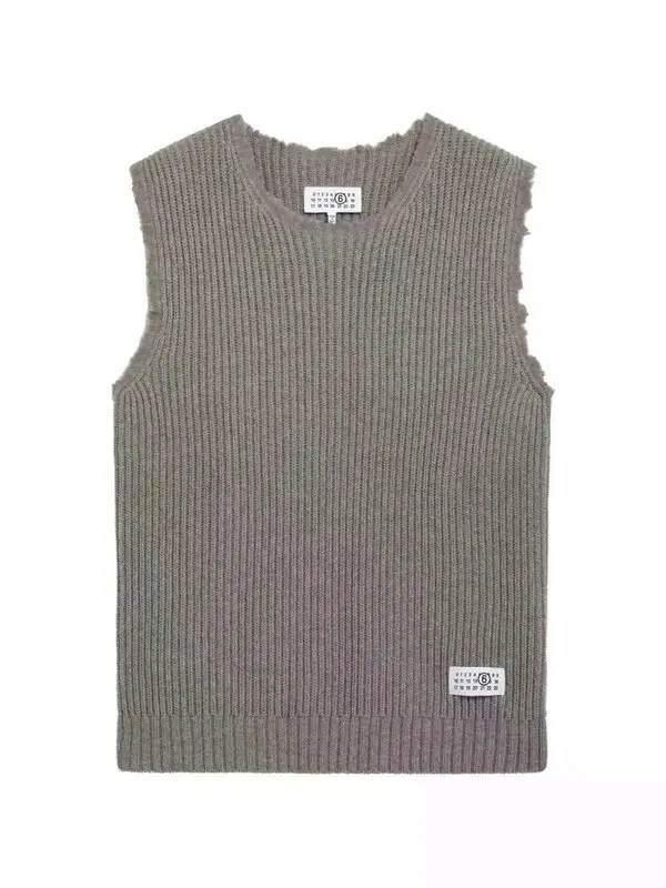 MAISON MARGIELA Frayed-edge Ribbed-knit Vest - Neutrals