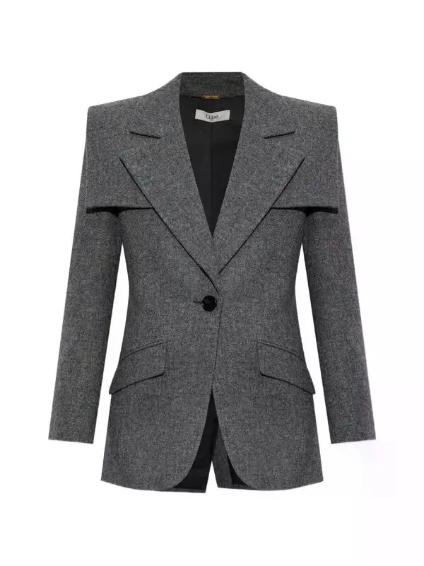 Chloé Single-breasted Tailored Jacket In Chiné Wool