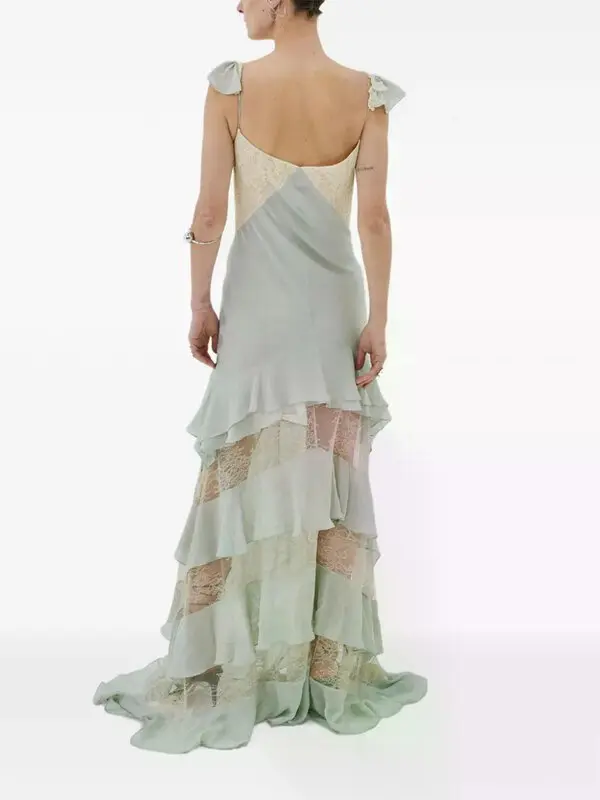DE LA VALI Auralite Lace Ruffled Maxi Dress