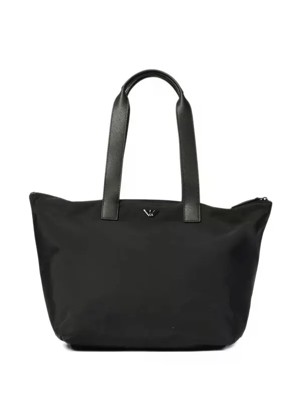 Emporio Armani Foldable Tote Bag With Matching Pouch And Zip Closure - Black