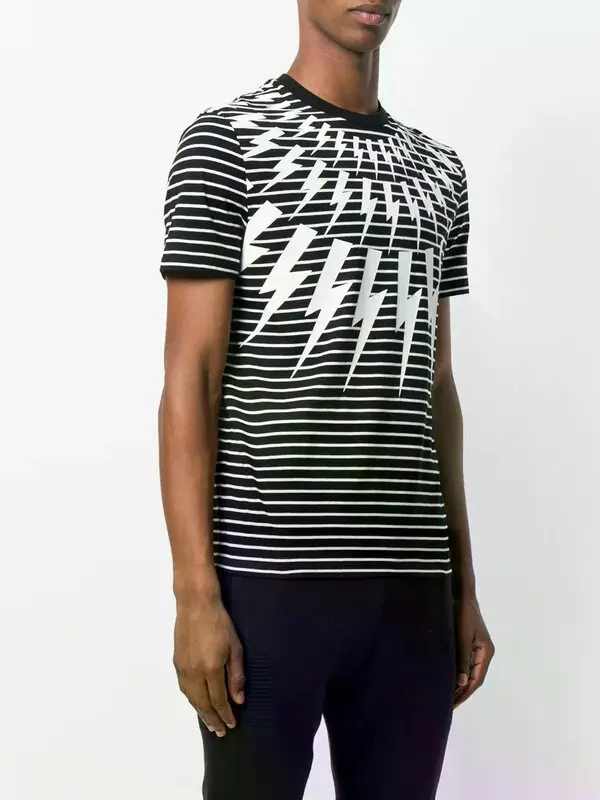 Neil Barrett Striped Lightning Bolt T-shirt