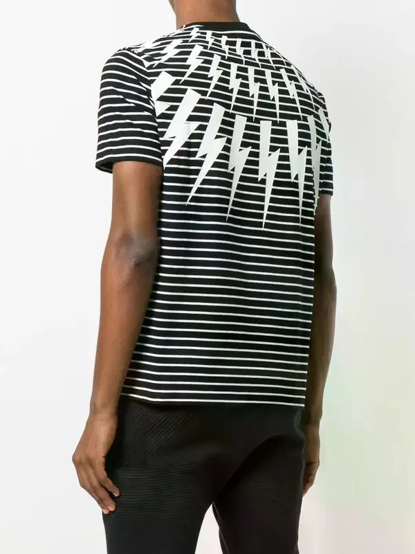 Neil Barrett Striped Lightning Bolt T-shirt