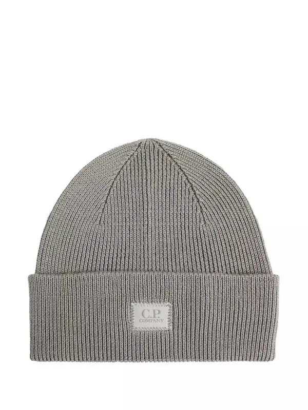C.P. COMPANY Logo-patch Ribbed-knit Beanie Hat