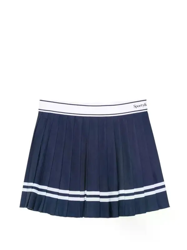Sporty & Rich Pleated Striped-trim Tennis Mini Skirt - Blue
