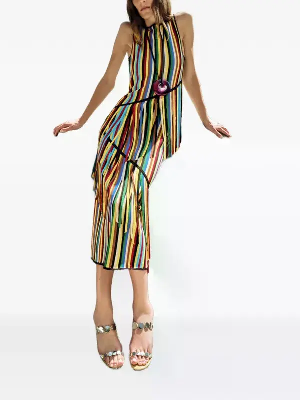 SIMONMILLER Spiral Fringed Knitted Maxi Dress - Red