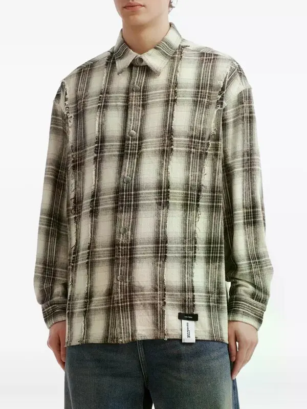 Izzue Frayed-detailing Check-pattern Shirt