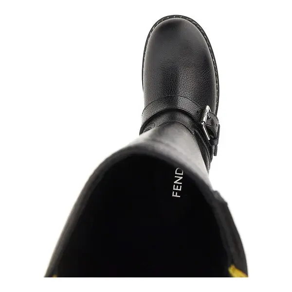 Fendi Commando' Leather Boots - Black