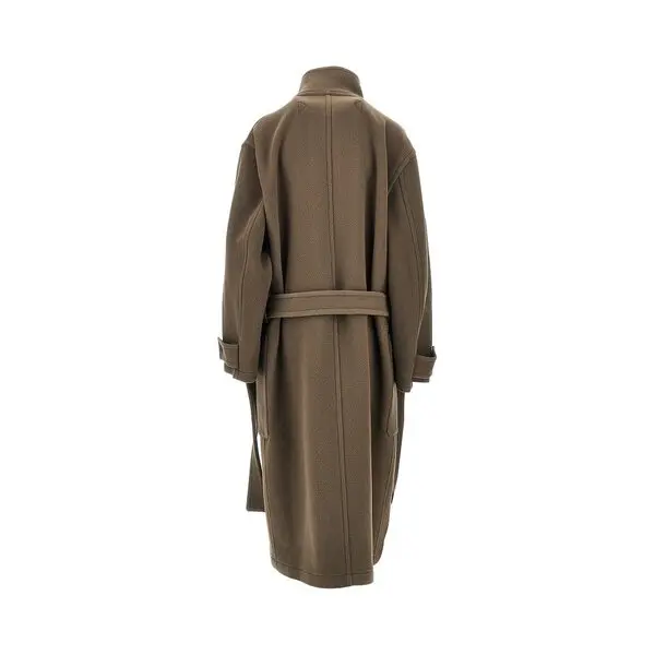 LEMAIRE Wool Belted Long Coat - Green